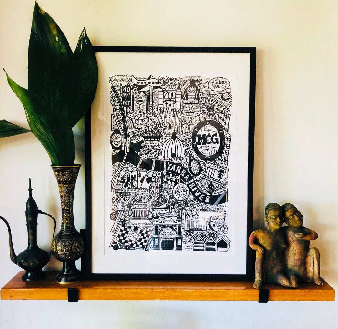 Melbourne Art, Hand Drawn,melbourne Souvenir, Melbourne Landmarks ...