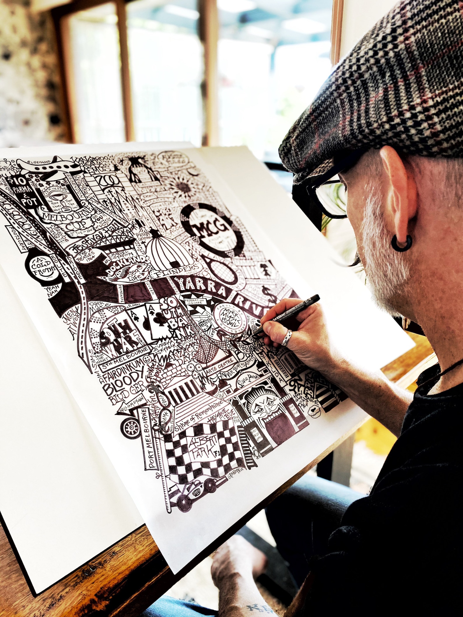 Melbourne Art, Hand Drawn,melbourne Souvenir, Melbourne Landmarks ...