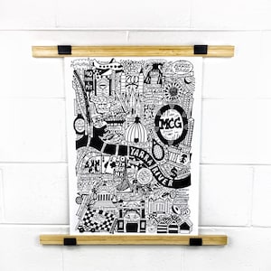 Melbourne Art, Hand Drawn,melbourne Souvenir, Melbourne Landmarks ...