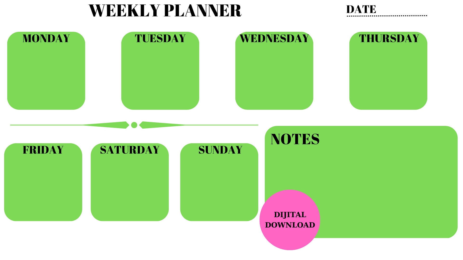 Weekly Planner Printable Landscape Minimalist Weekly Schedule Week at a ...