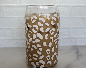 Leopard Glass Can Libby Can 16 Oz Glass Animal Print - Etsy