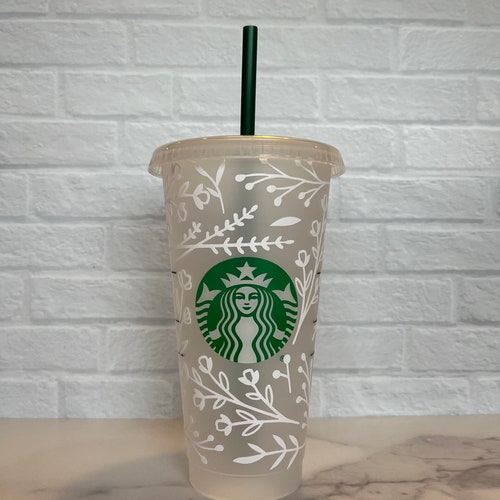 Flower Starbucks Cup Botanical Design Starbucks Cold Cup | Etsy
