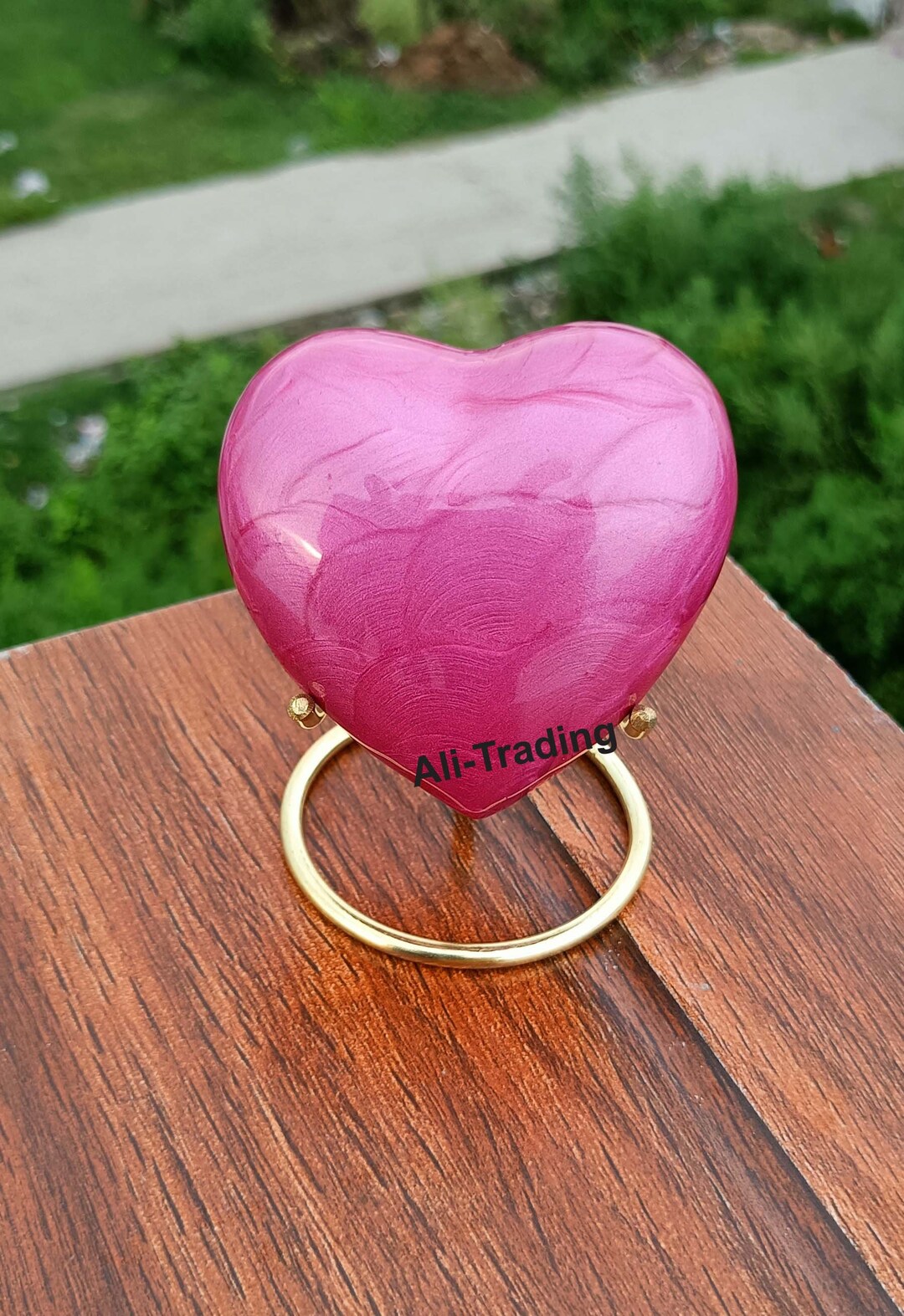 Mini Pink Keepsake Heart Urn With Stand & Box Small Pink Urn for Human ...