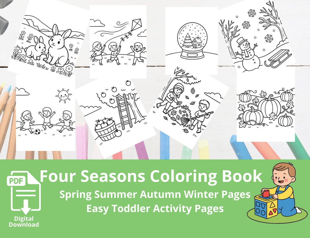 Four Seasons Coloring Book | Nature Activity Pages for Kids (PDF ...