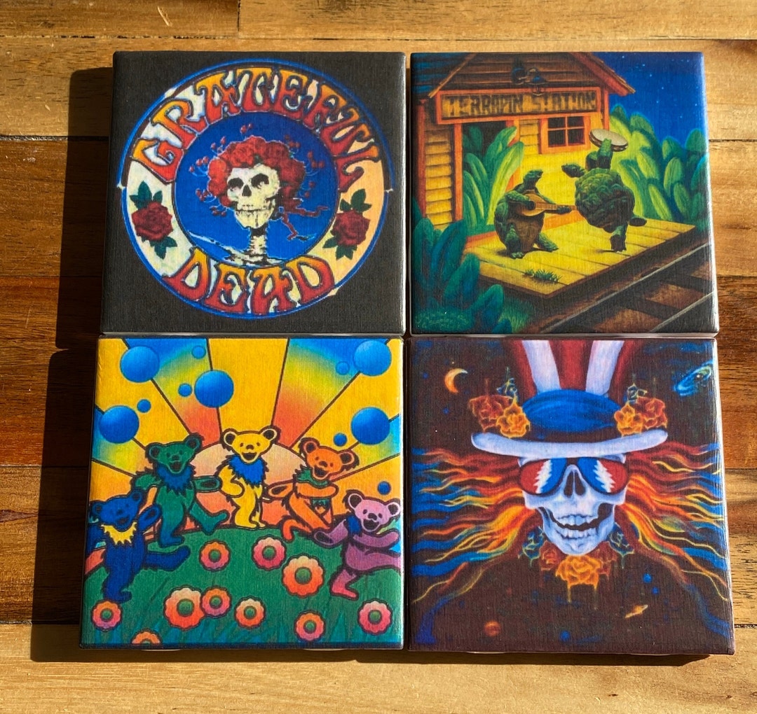 Grateful Dead Cork Backed Ceramic Waterproof Coasters...set of 4 - Etsy