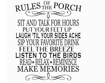 Porch Rules Svg, Welcome to the Porch Svg, Porch Vintage Poster Svg ...