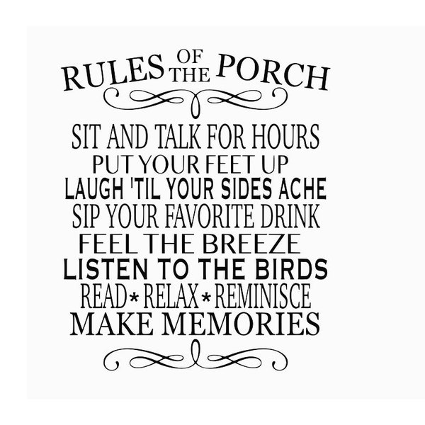 Porch Rules Sign - Etsy