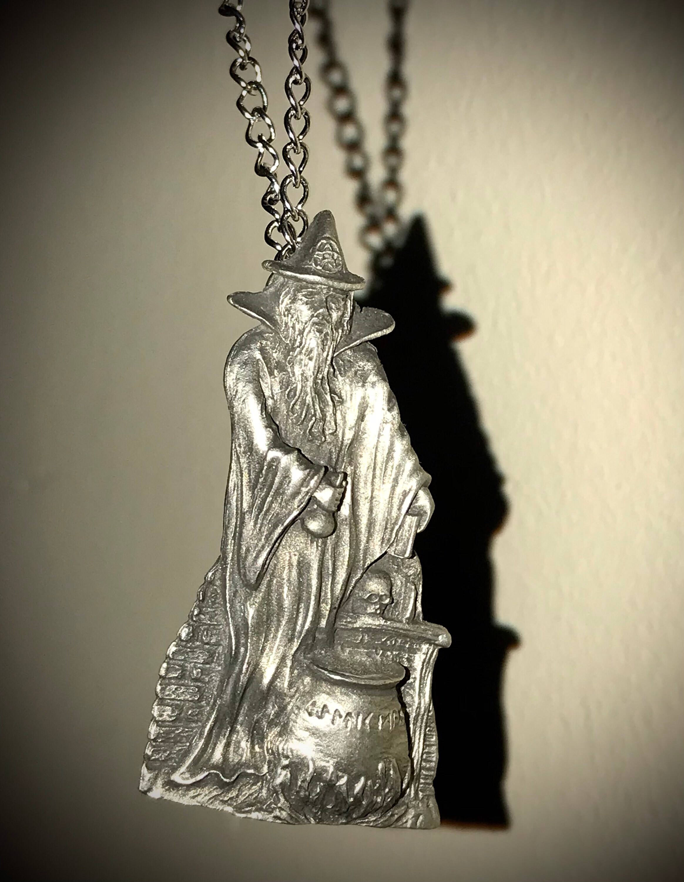 Sterling Silver Wizard Pendant Necklace | Etsy