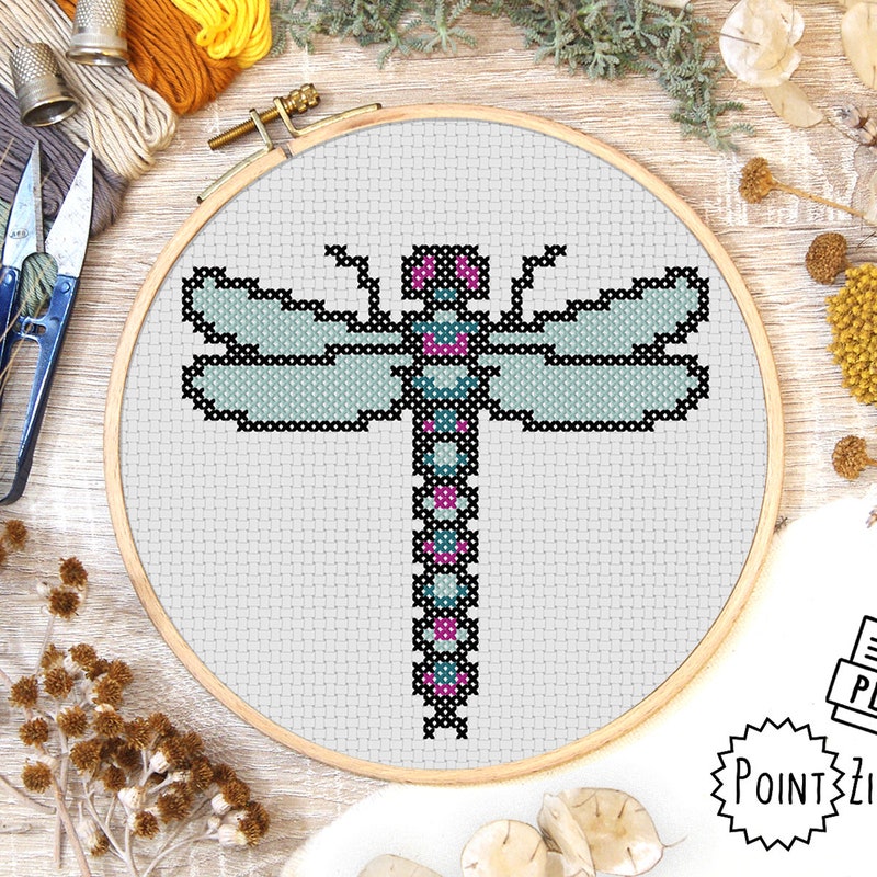 Dragonfly Cross Stitch - Etsy