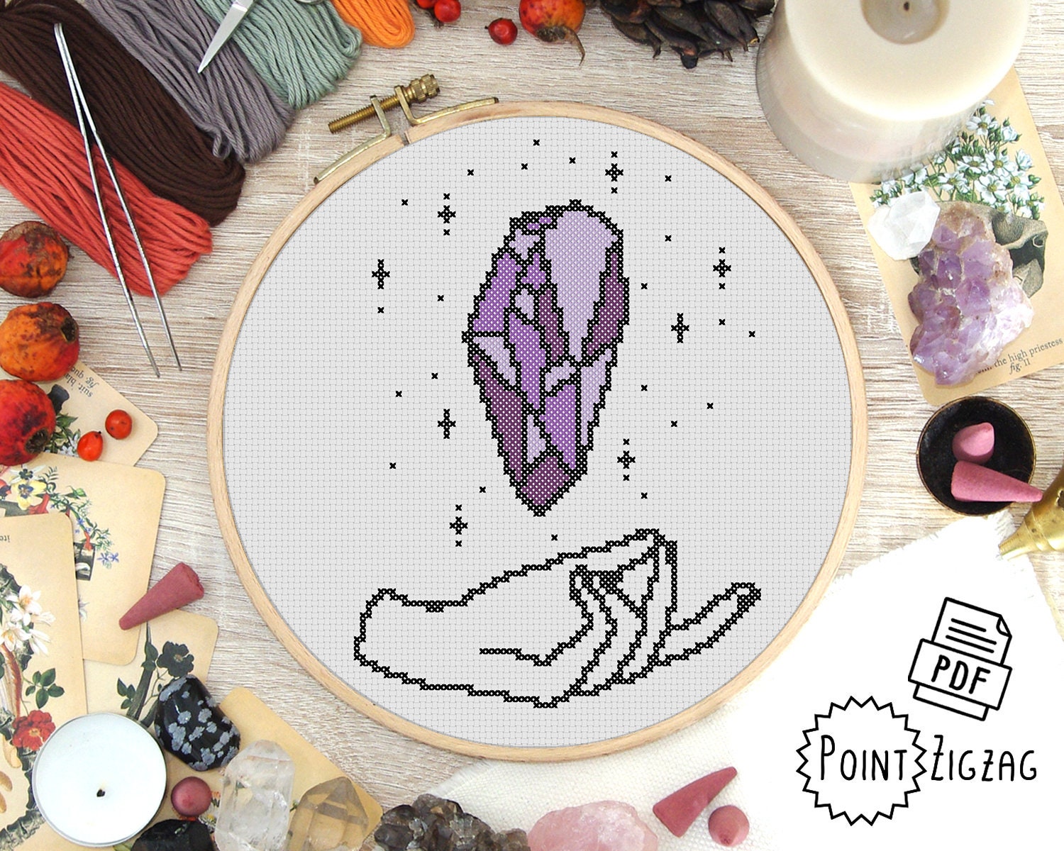 Cross Stitch Pattern - Esoteric Hand : Crystal - Etsy