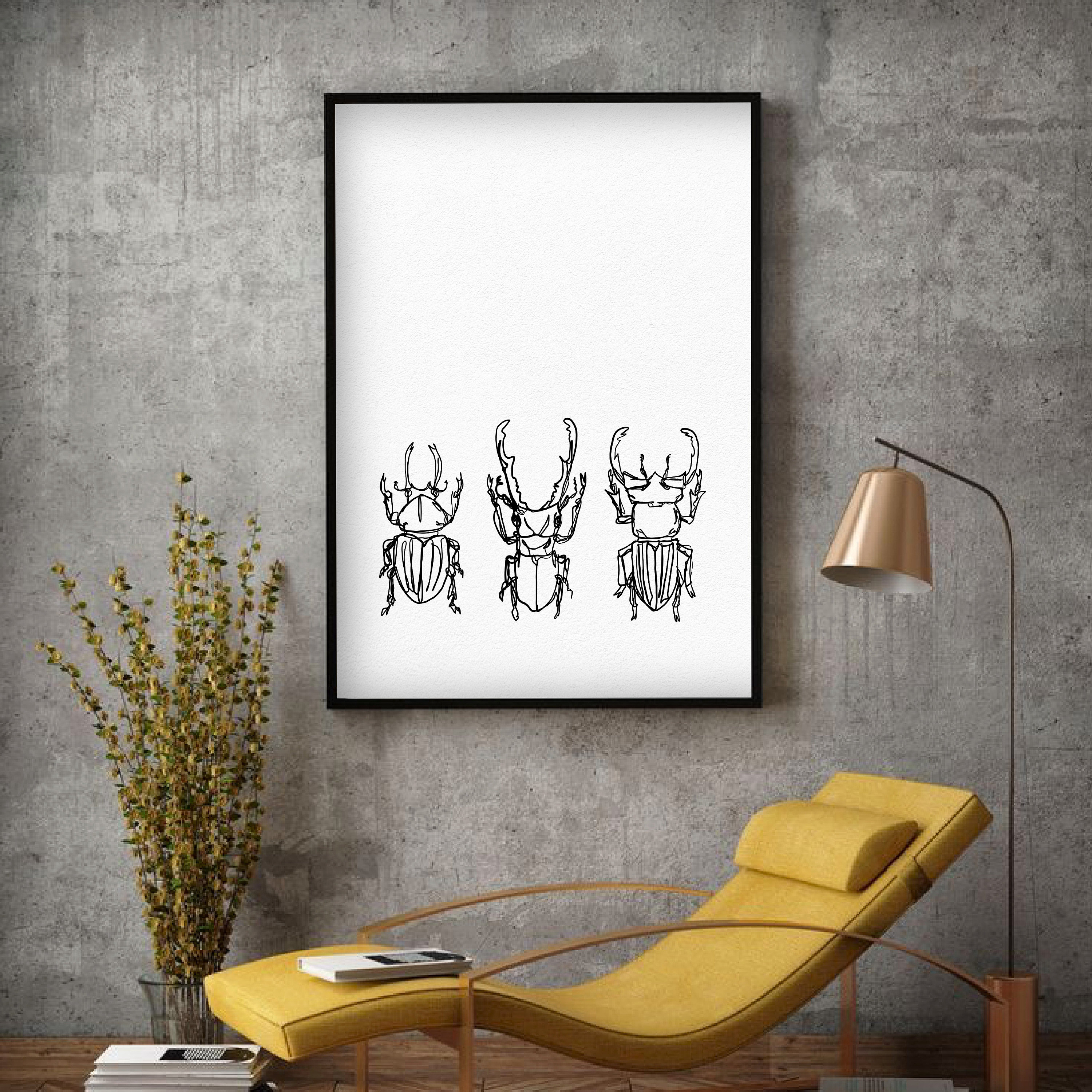 Beetle Line Art, Single Line Art, Insect Print, Minimalist Digital ...