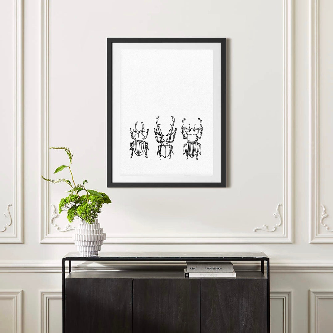 Beetle Line Art, Single Line Art, Insect Print, Minimalist Digital ...