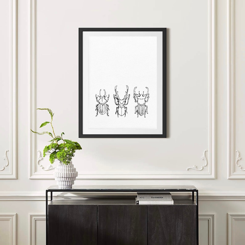 Beetle Line Art Single Line Art Insect Print Minimalist - Etsy