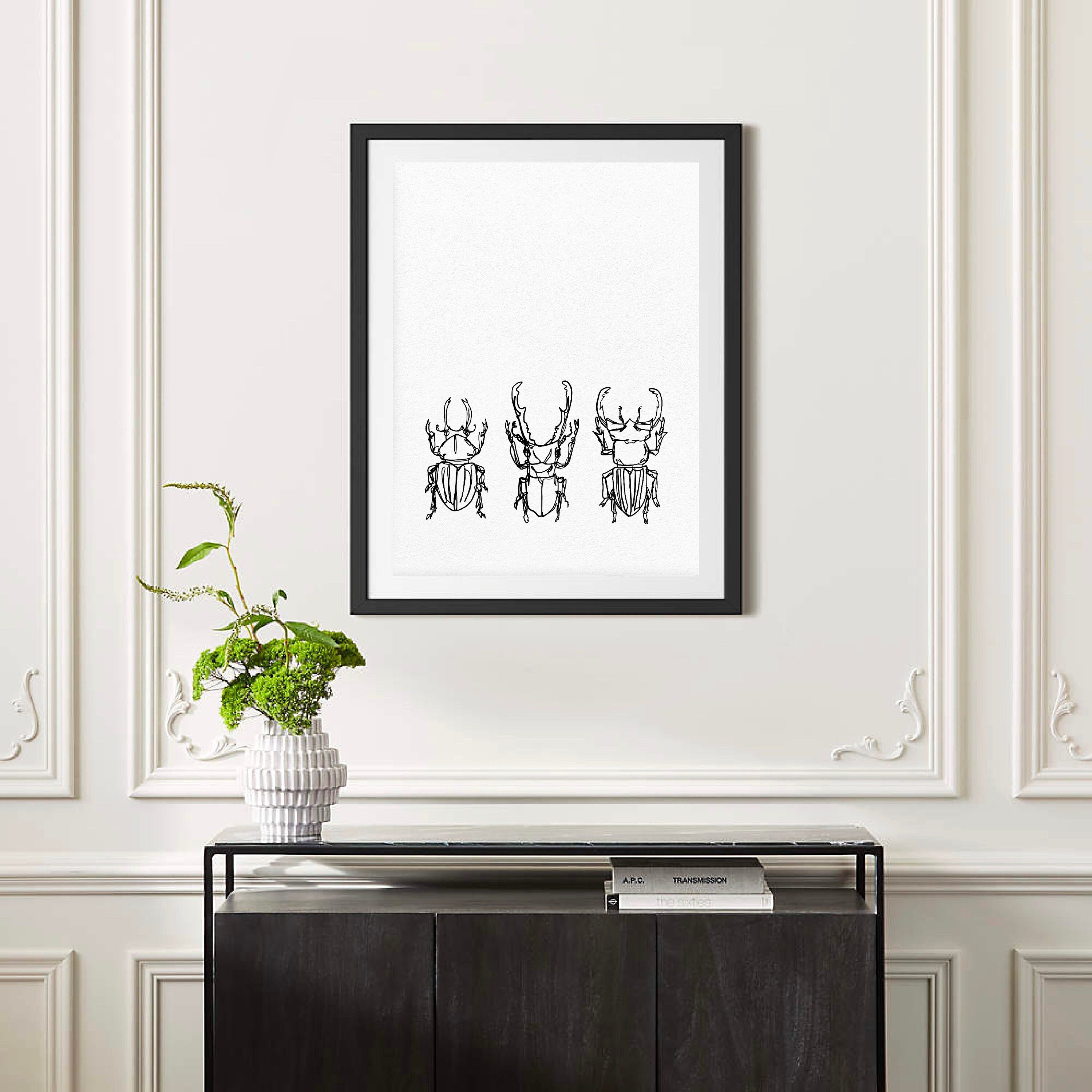Beetle Line Art, Single Line Art, Insect Print, Minimalist Digital ...