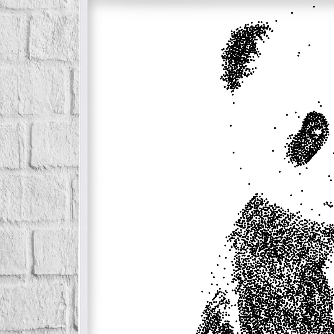 Panda Pointillism, Black and White Animal Print, Panda Abstract Digital ...
