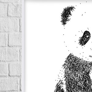 Panda Pointillism, Black and White Animal Print, Panda Abstract Digital ...