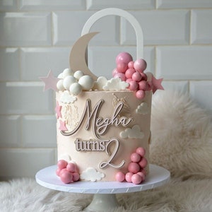 Baby Name Moon and Star Cake Topper Set | Personalised | Various Sizes ...