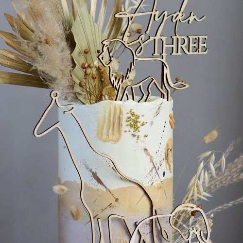Animal Themed Line Cake Topper Set Customisable - Etsy