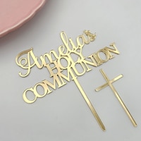Personalised Holy Communion Cake Topper - Gold Acrylic Cake Topper ...