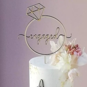 Engagement Cake Topper | Engaged Topper | Various Sizes & Colours - Etsy