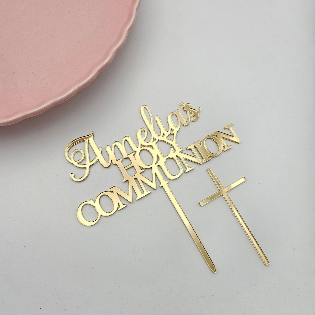 Holy Communion Cake Topper With Cross Charm | Personalised | Various ...