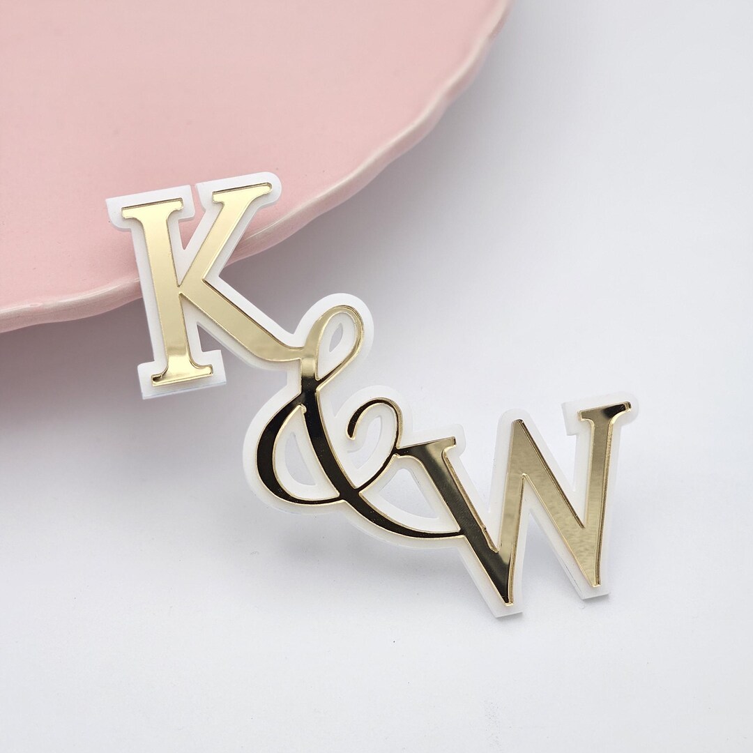 Personalised Double Layer Initial Cake Charm | Wedding Decor - Etsy UK