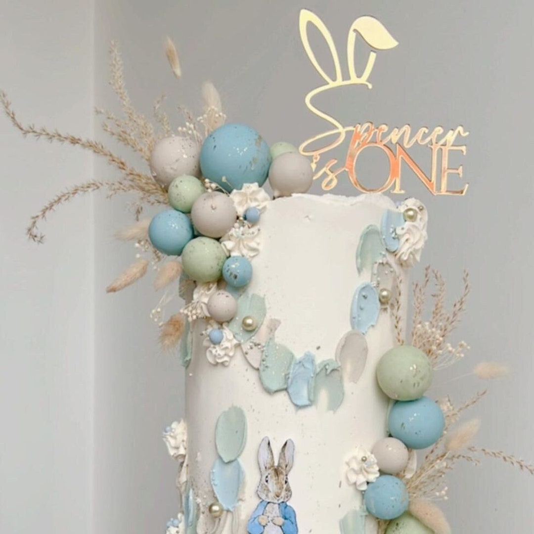 Bunny Ears Cake Topper | Personalised | Various Sizes, Colours & Fonts ...