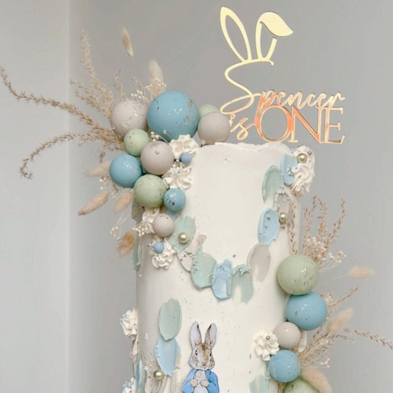Bunny Ears Cake Topper Personalised Various Sizes Colours - Etsy