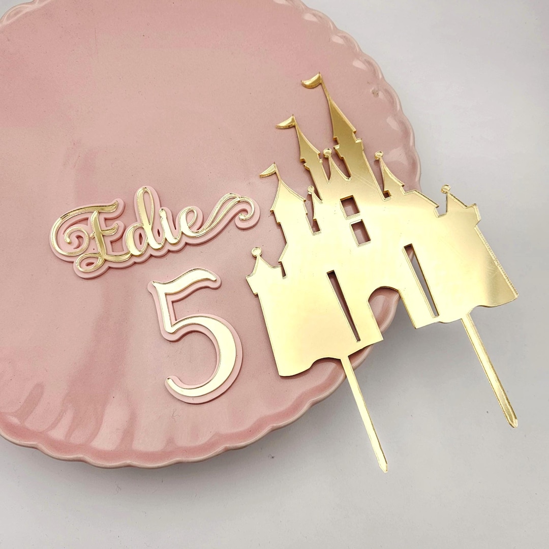 Princess Castle Topper and Double Layer Cake Charms Set | Personalised ...