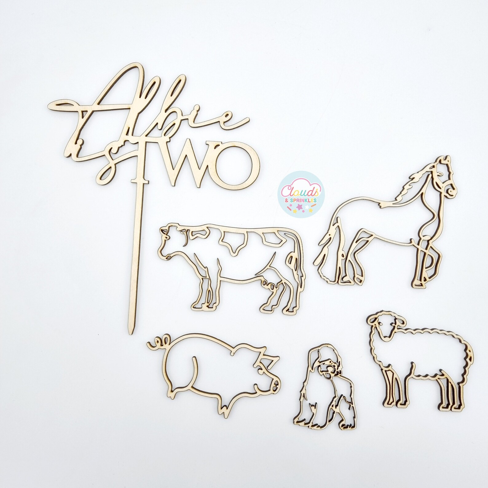 Farm Animal Themed Line Cake Topper Set Customisable - Etsy