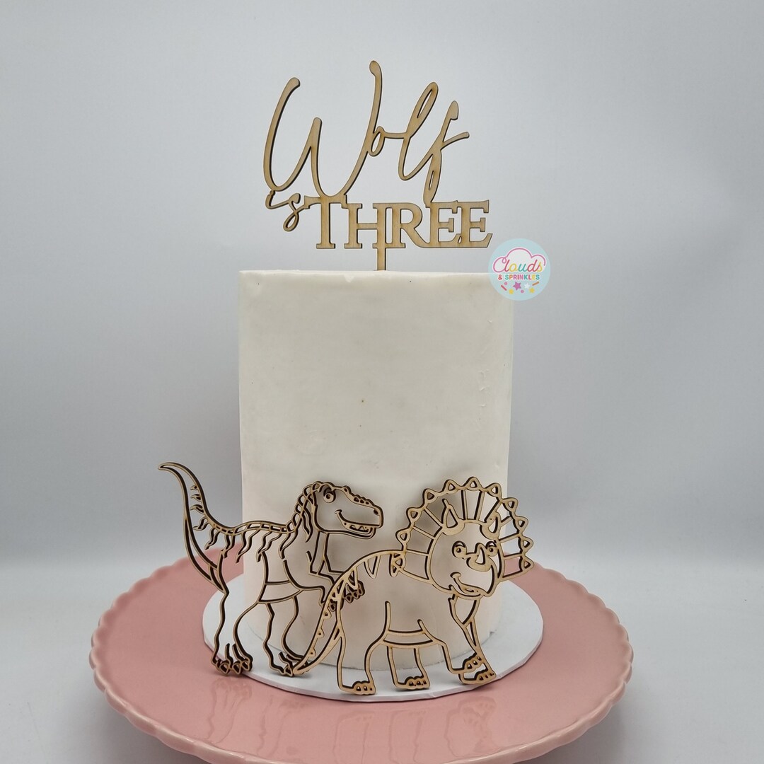 Dinosaur Themed Line Cake Topper Set | Customisable - Etsy