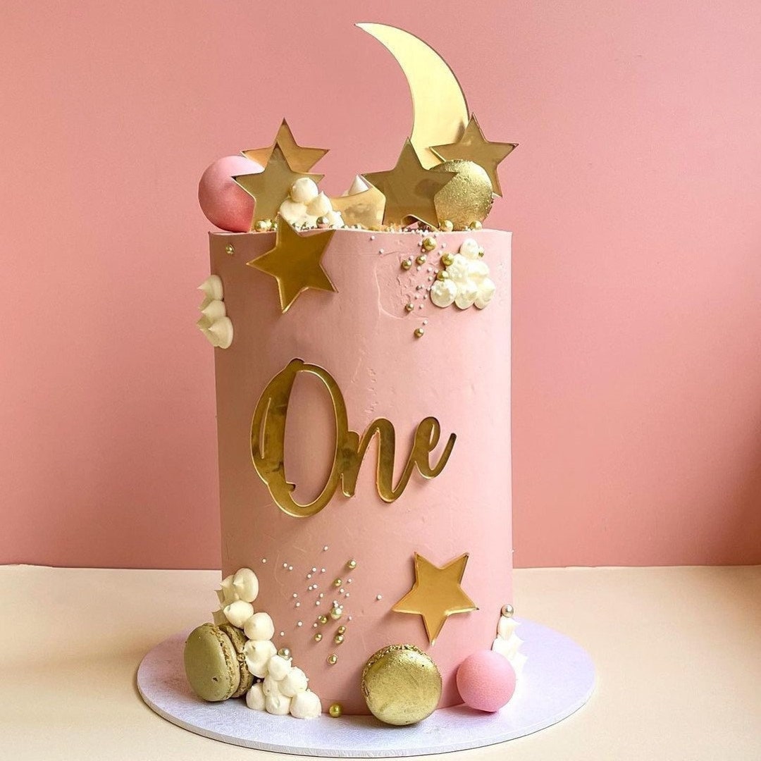 Baby Age Moon and Star Cake Topper Set | Personalised | Various Sizes ...
