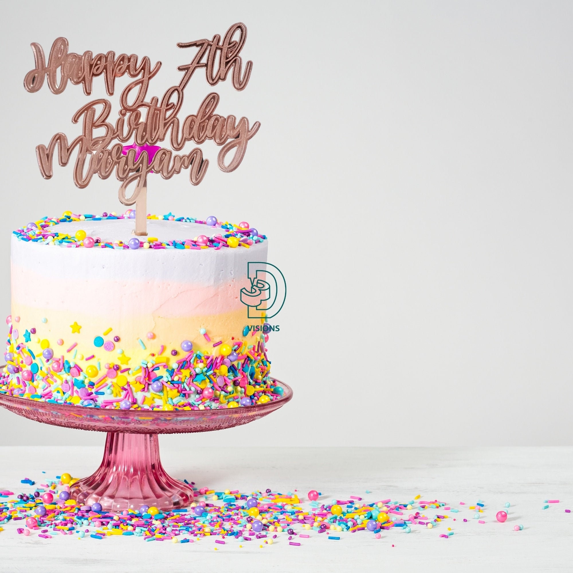 Etched Cake Topper Personalised | Etsy