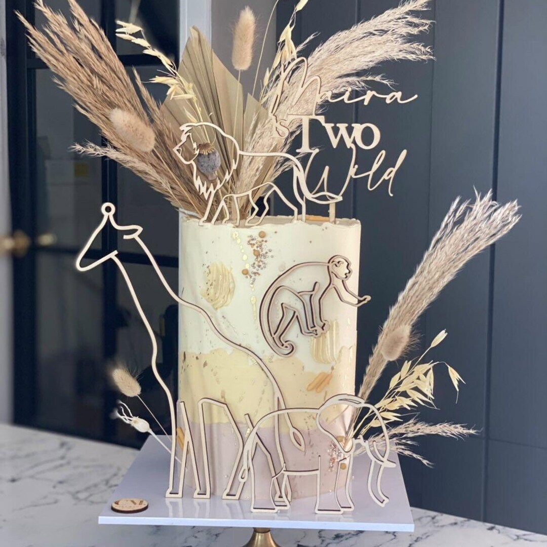 Animal Themed Line Cake Topper Set | Two Wild Cake Topper Set | Wild ...