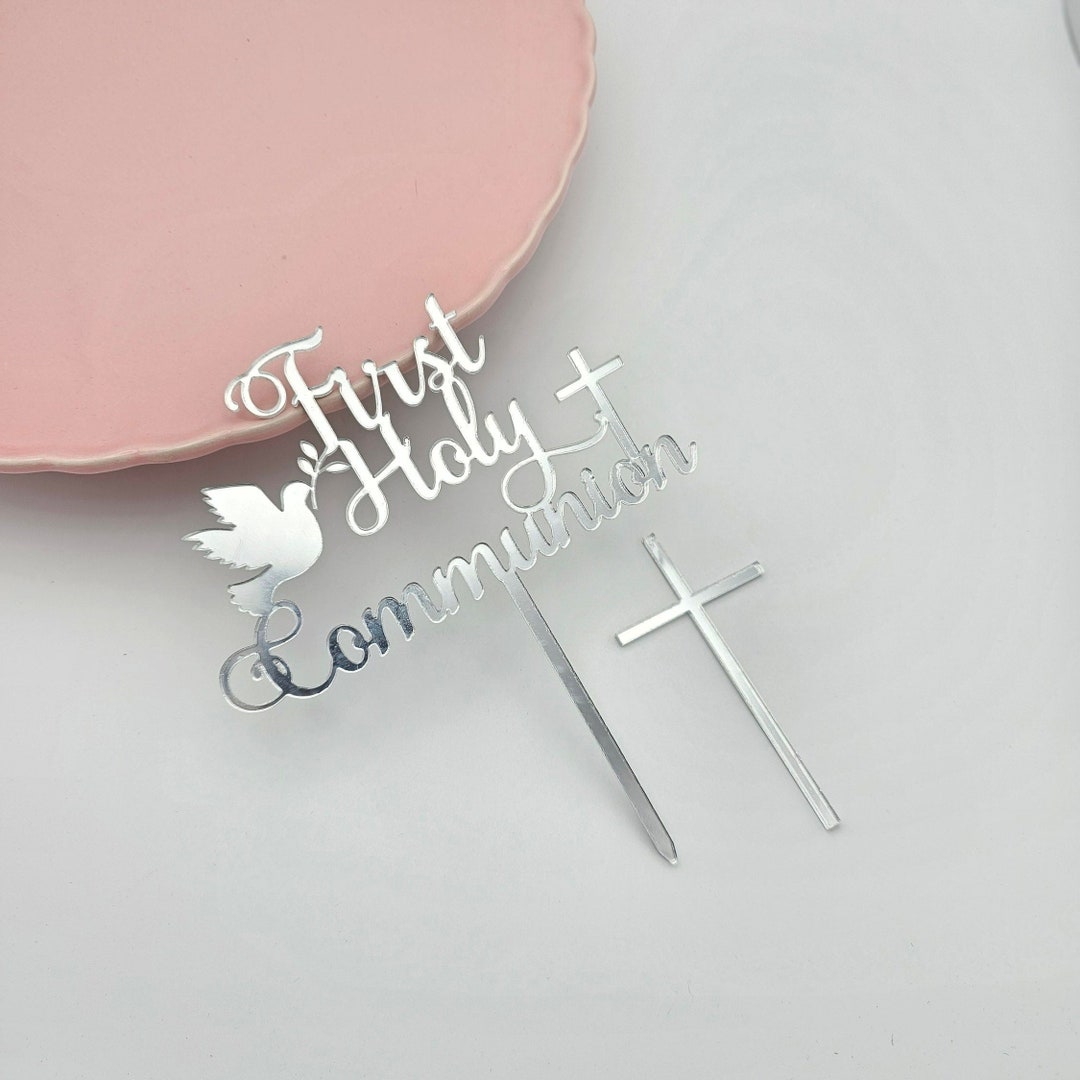 First Holy Communion Cake Topper With Cross Charm | Holy Communion ...