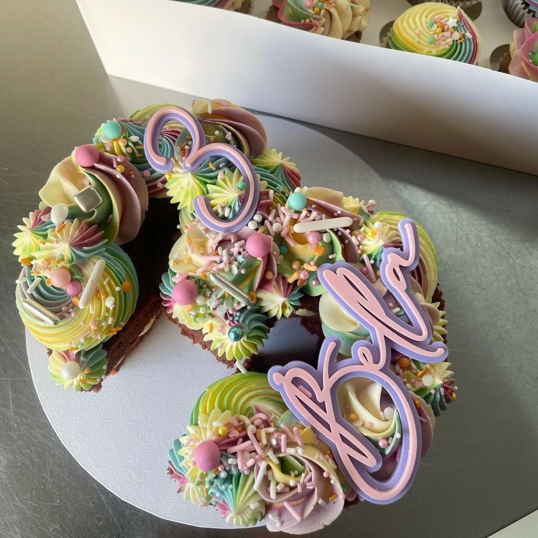 Double Layer Name and Number Cake Charms | Personalised | Various Sizes ...
