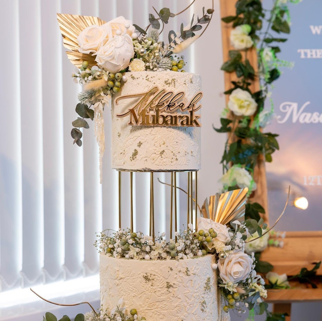 Nikkah Mubarak Double Layer Cake Charm | Nikkah Mubarak Cake Topper ...