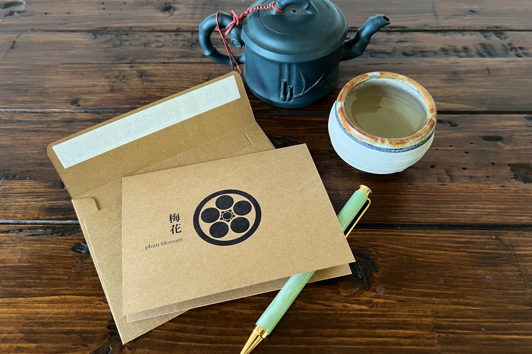 PLUM BLOSSOM Japanese Kamon Note Cards With Matching - Etsy