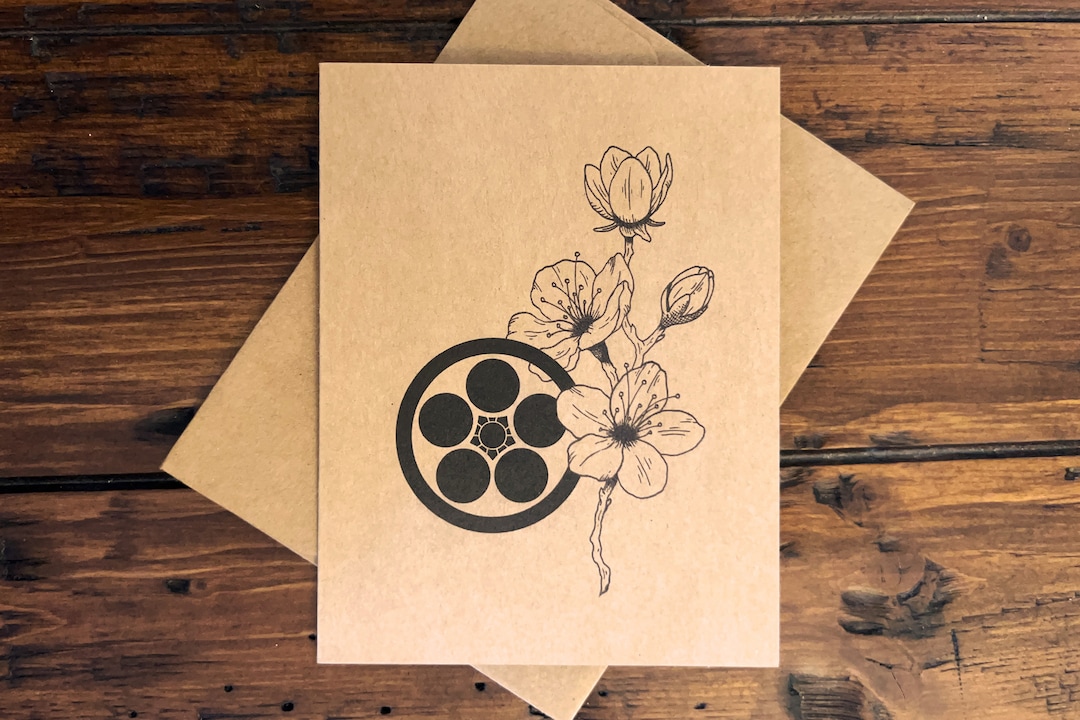 PLUM BLOSSOM ILLUSTRATION - Japanese Kamon Note Cards With Matching ...
