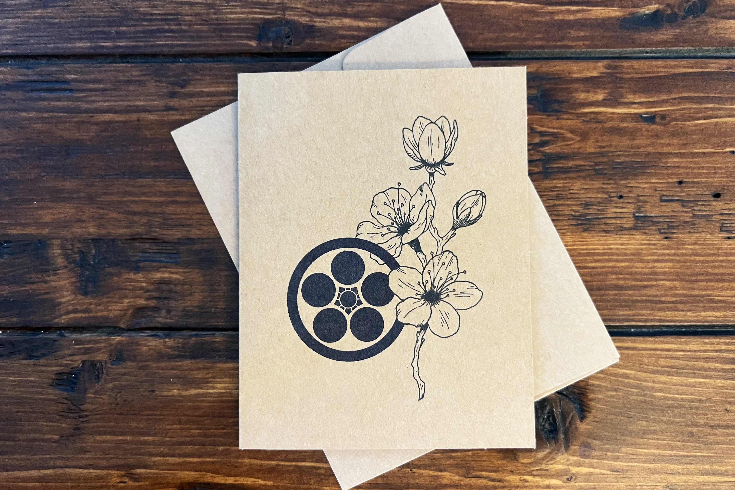 PLUM BLOSSOM ILLUSTRATION Japanese Kamon Note Cards With - Etsy