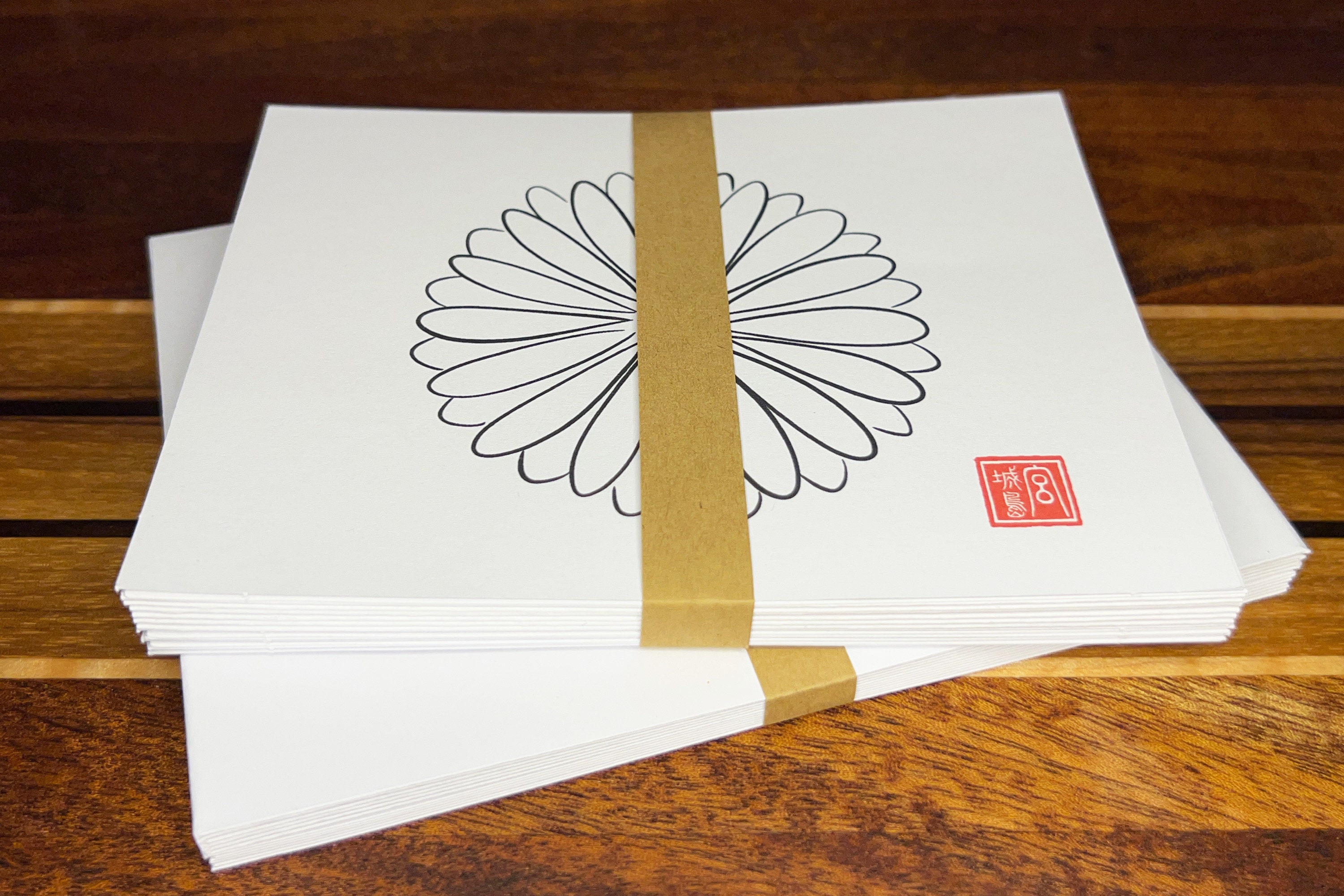 CHRYSANTHEMUM Line Drawing Note Cards With Artist Seal Stamp - Etsy