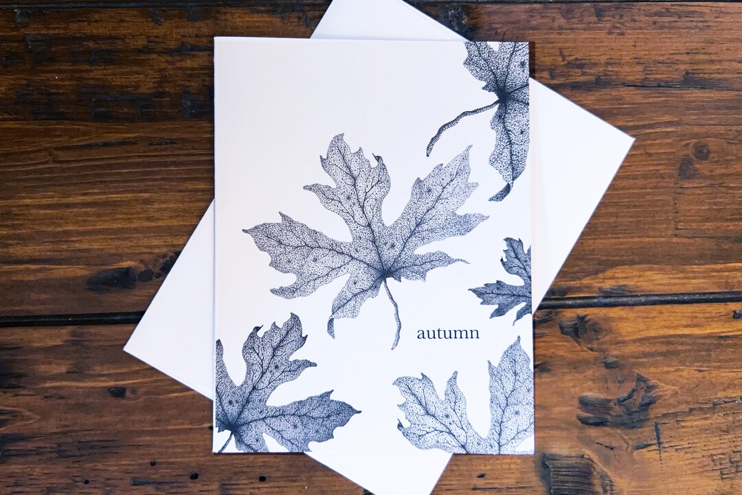 MAPLE LEAF ILLUSTRATION Special Edition Autumn Maple Leaf Note Cards ...