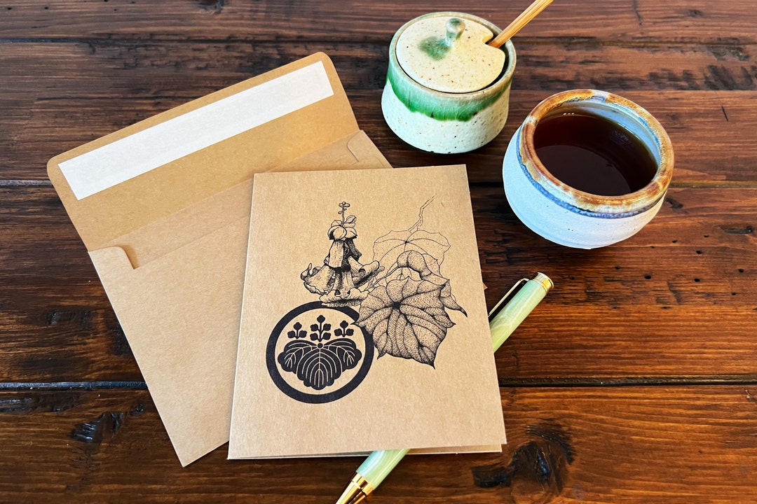 PAULOWNIA ILLUSTRATION Japanese Kamon Note Cards With - Etsy