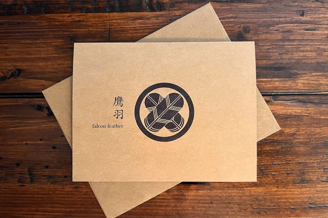 CROSSED FALCON FEATHER Japanese Kamon Note Cards With - Etsy