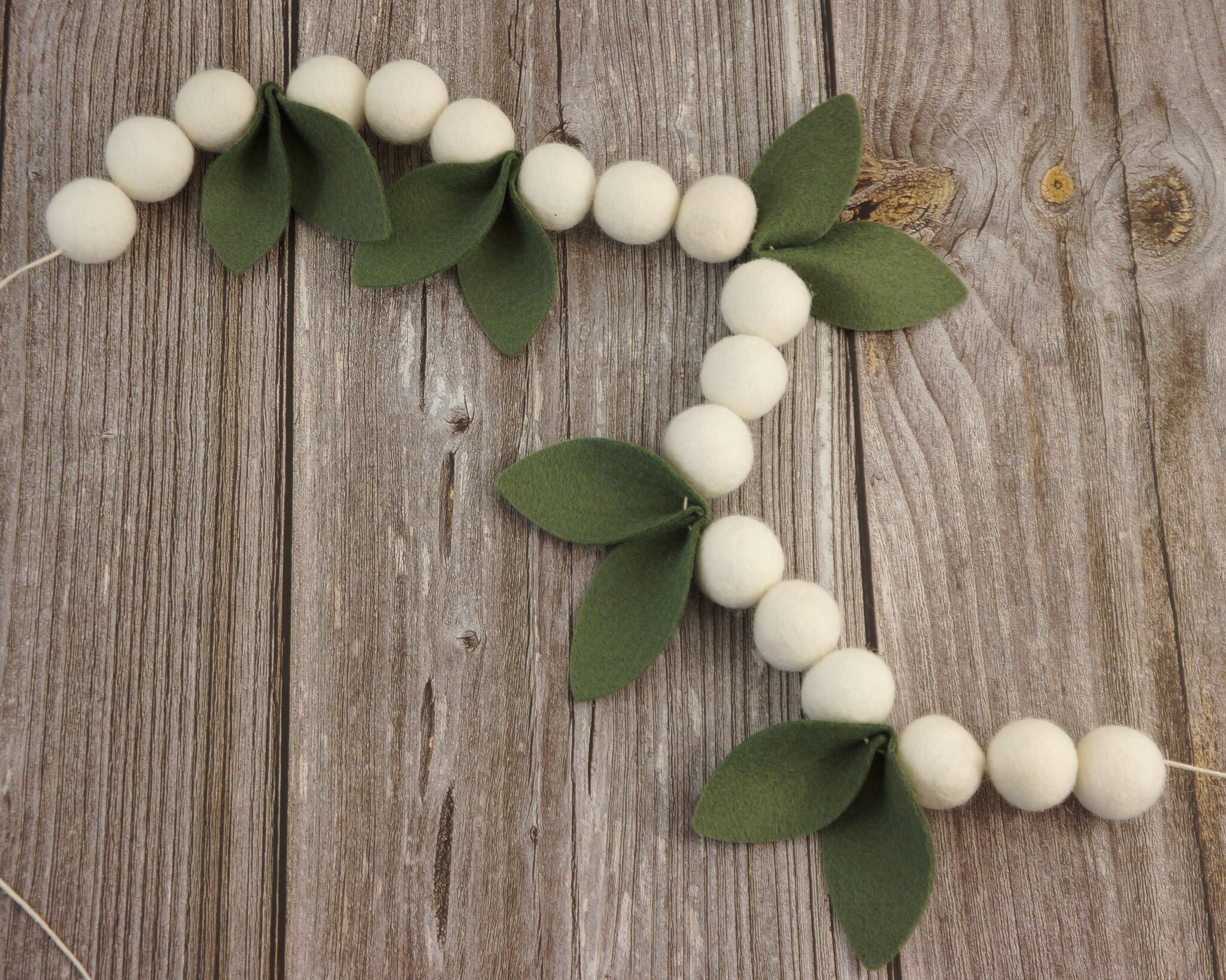 Pom Pom Garland - Greenery Garland. Leaf Garland. Pompom Garland. Felt ...