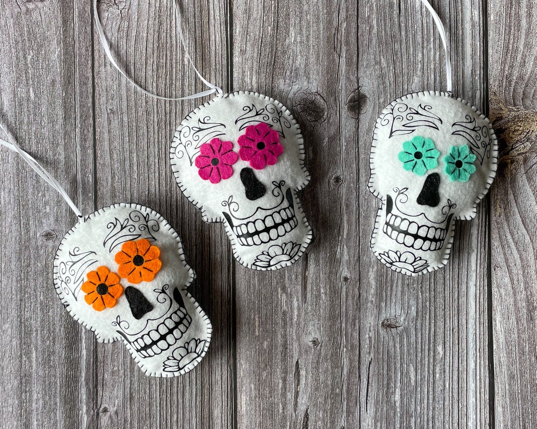 Felt Sugar Skull. Sugar Skull Ornament. Day of the Dead Decor ...