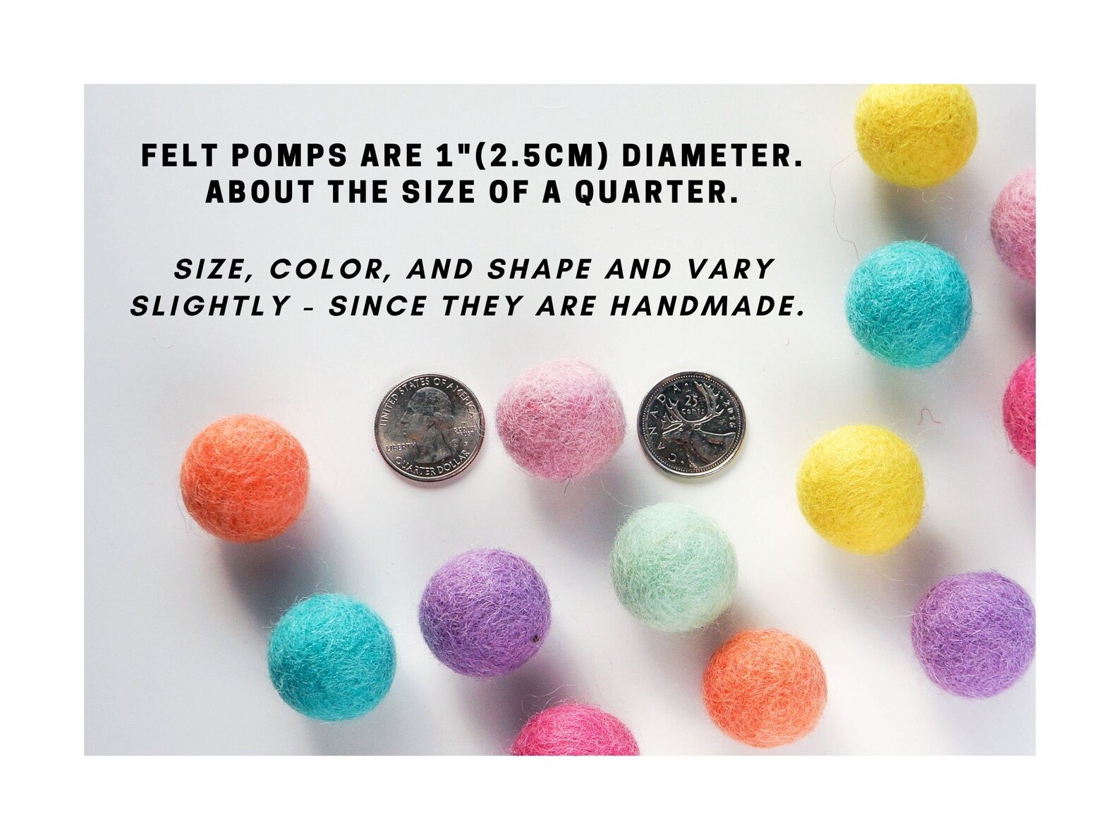 Felt Balls. Wool Felt Balls. 25mm Felt Pom Poms. Lose Felt Pom Pom ...