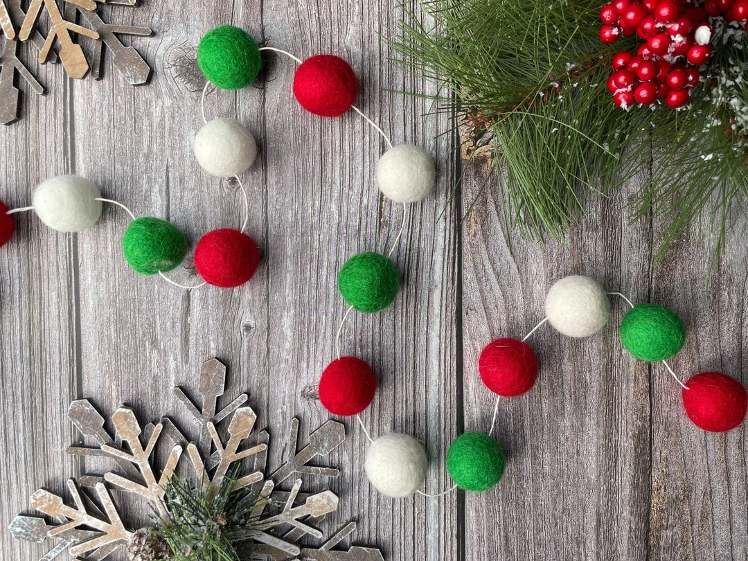 Christmas Felt Garland. Felt Pom Poms Garland.felt Balls Garland. Felt ...