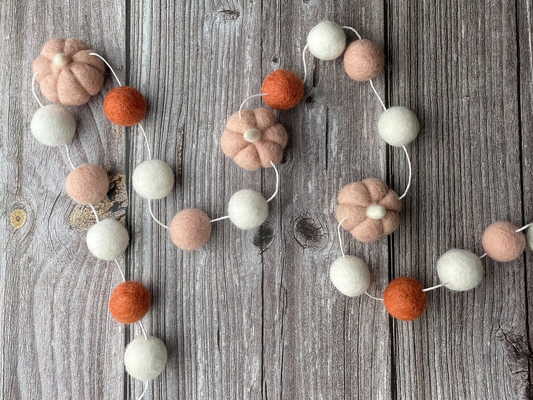 FALL Decor. Pom Poms Garland. Pumpkin Decor. Pumpkin Garland. Felt ...