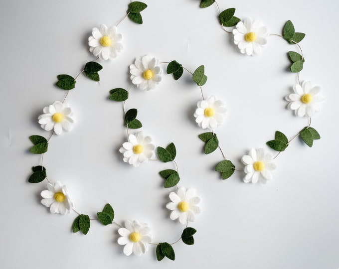 Daisy Garland - Spring Greenery Garland. Felt Flower Garland. Felt ...